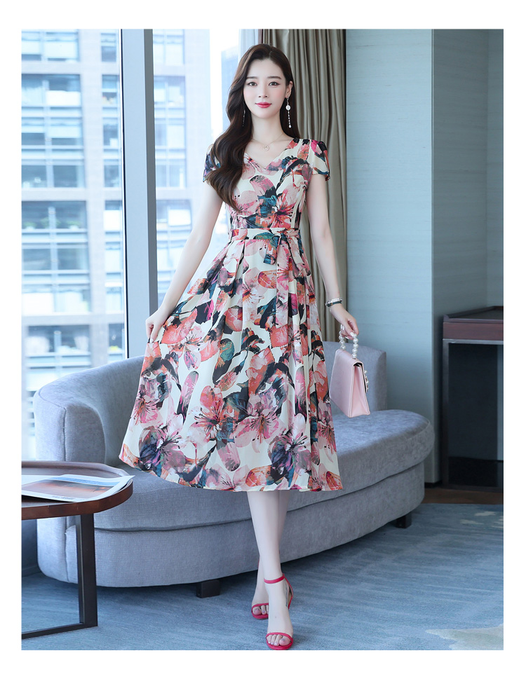 Jual Gaun sutra murbei kelas atas untuk wanita musim panas gaun bunga ...